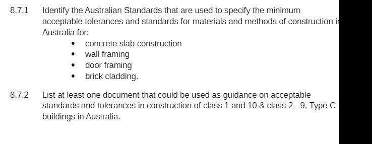 Solved 8.7.1 Identify the Australian Standards that are used | Chegg.com