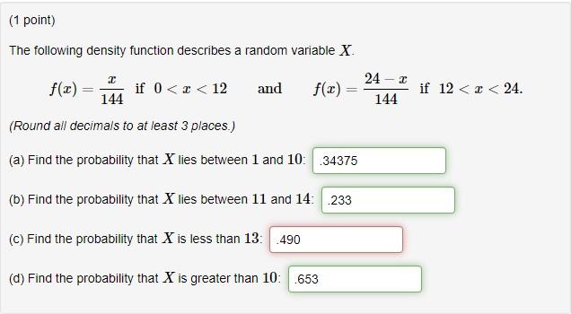 Solved The following density function describes a random | Chegg.com