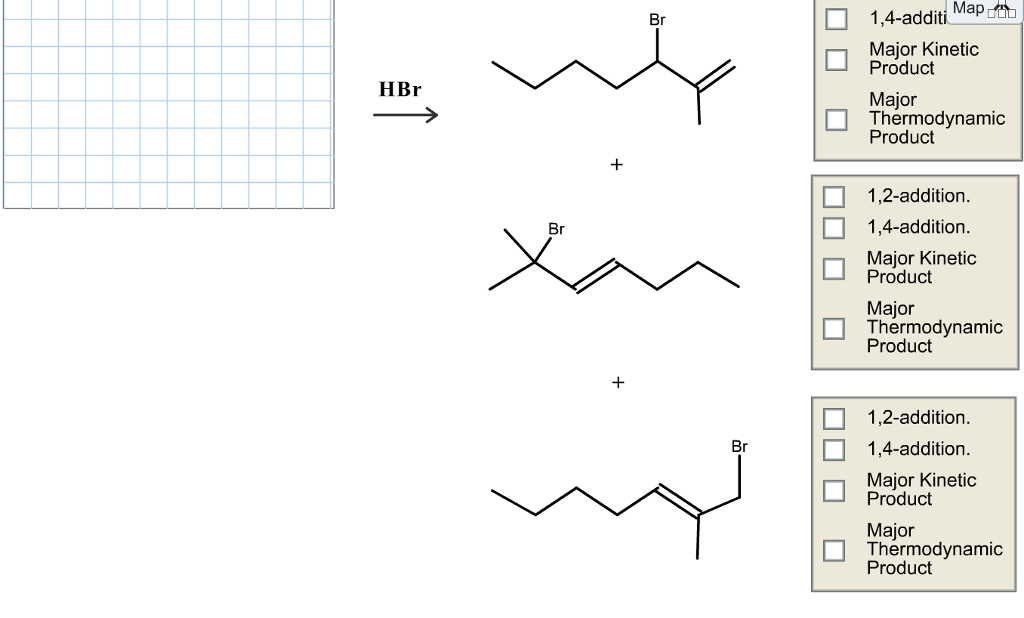 Solved Addition of one equivalent of HBr to unsymmetrical | Chegg.com