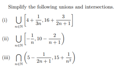 Solved Simplify the following unions and intersections. 1 3 | Chegg.com