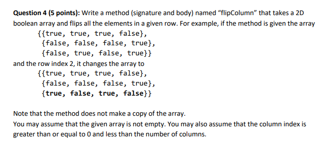 Solved Question 4 (5 points): Write a method (signature and | Chegg.com