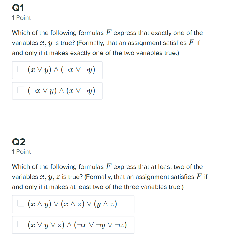 Solved Which of the following formulas F express that | Chegg.com
