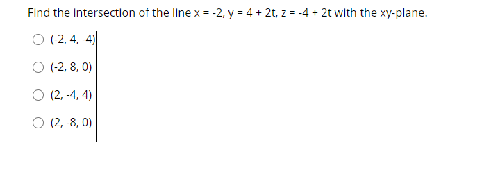 Solved Find the intersection of the line x = -2, y = 4 + 2t, | Chegg.com