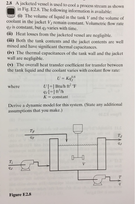 Solved 2.8 A jacketed vessel is used to cool a process | Chegg.com