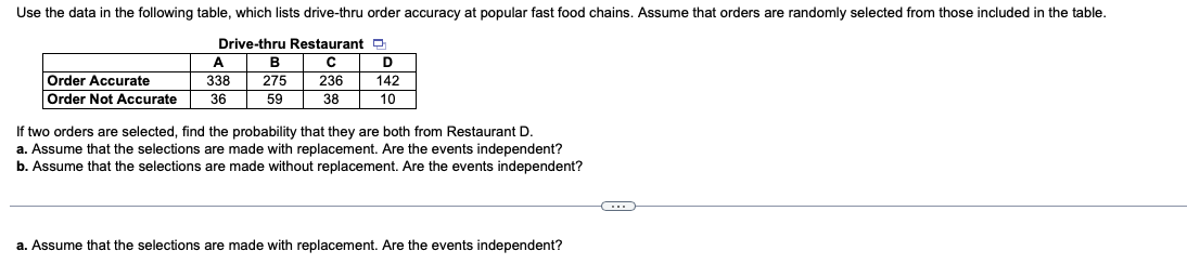 Solved If two orders are selected, find the probability that | Chegg.com