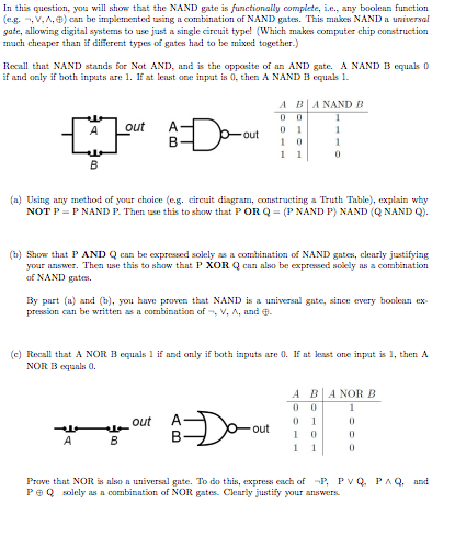 Solved In this question, you will show that the NAND gate is | Chegg.com
