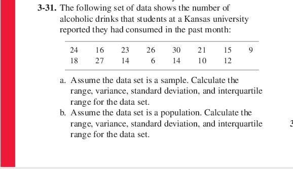 Solved -31. The following set of data shows the number of | Chegg.com