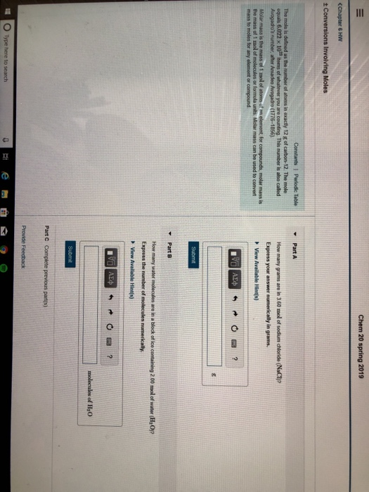 Solved Chem 20 spring 2019 | Chegg.com