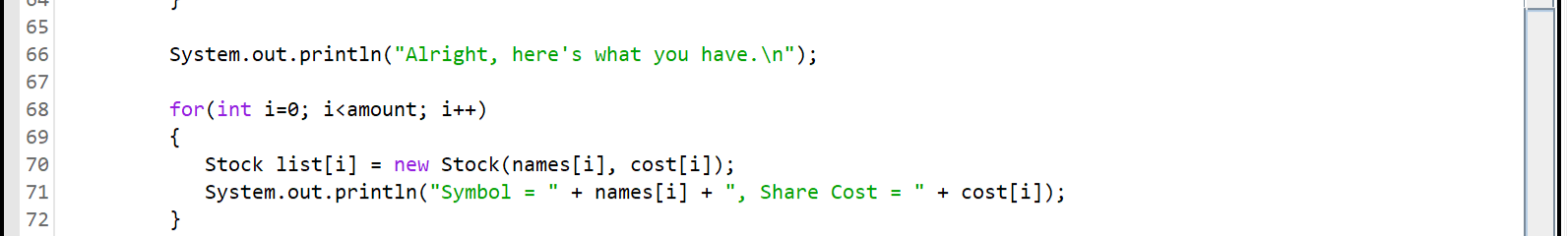 Solved How do I create a object using a array? On line 70 it | Chegg.com