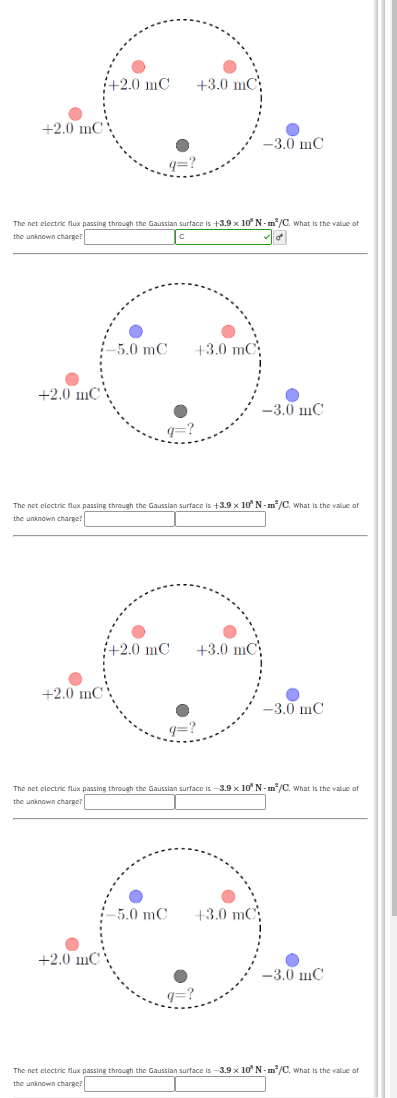 Solved The net clectric flux passing through the Gaussian | Chegg.com