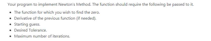 Solved create a program for Newtons Method that follows this | Chegg.com
