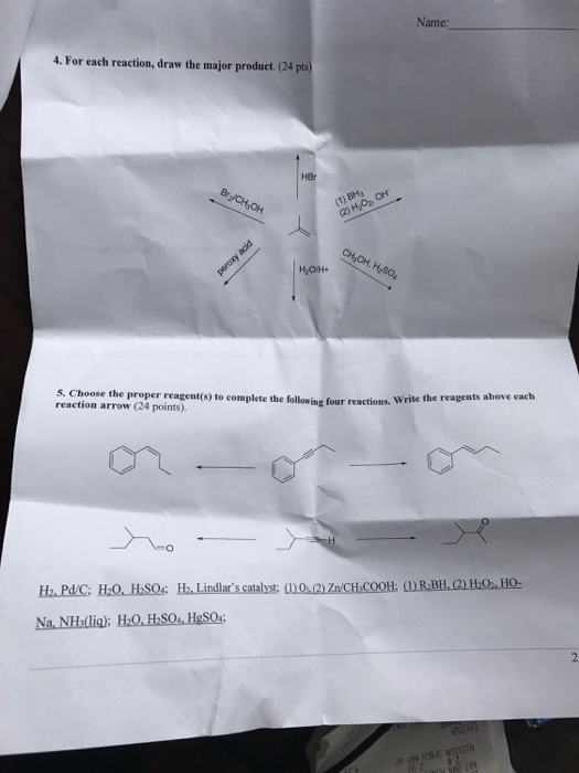Solved For each reaction, draw the major product. Choose | Chegg.com