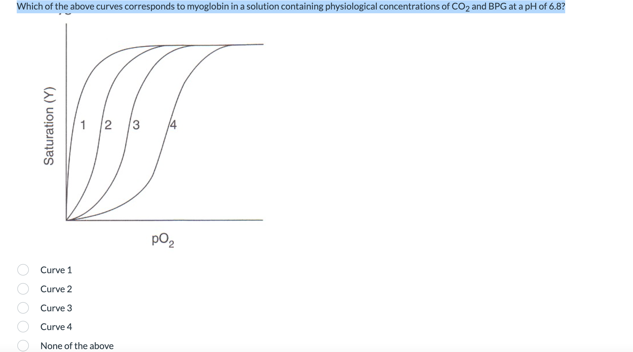Solved Curve 1 Curve 2 Curve 3 Curve 4 None of the above | Chegg.com
