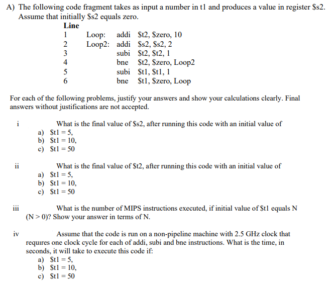 Solved A) The following code fragment takes as input a | Chegg.com