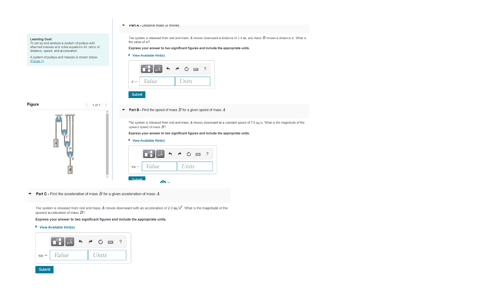 Solved Part A - Distance mass moves The system is released | Chegg.com