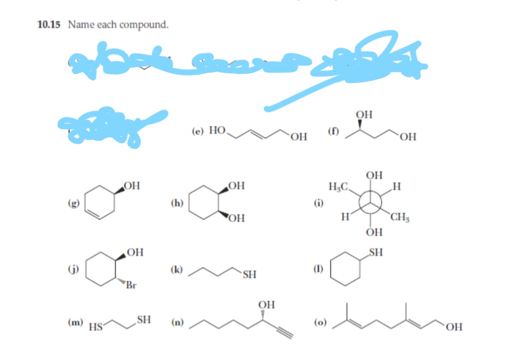 Solved 10.15 Name each compound. (0) Hoon (Tou (e) HO O H ( | Chegg.com