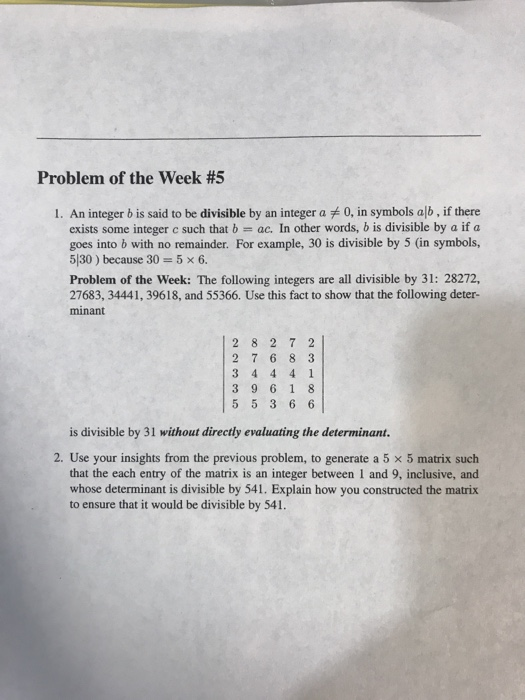 Solved Problem of the Week #5 1. An integer b is said to be | Chegg.com