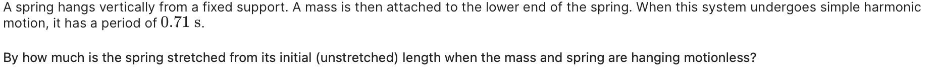 Solved A spring hangs vertically from a fixed support. A | Chegg.com
