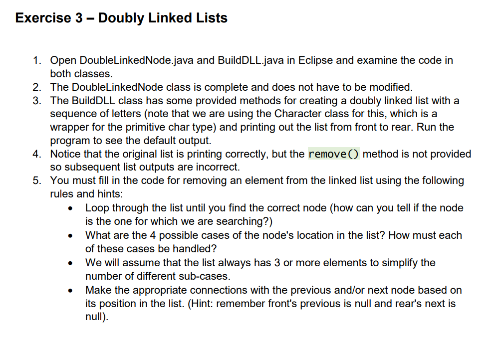 Solved 1. Open DoubleLinkedNode.java and BuildDLL.java in | Chegg.com