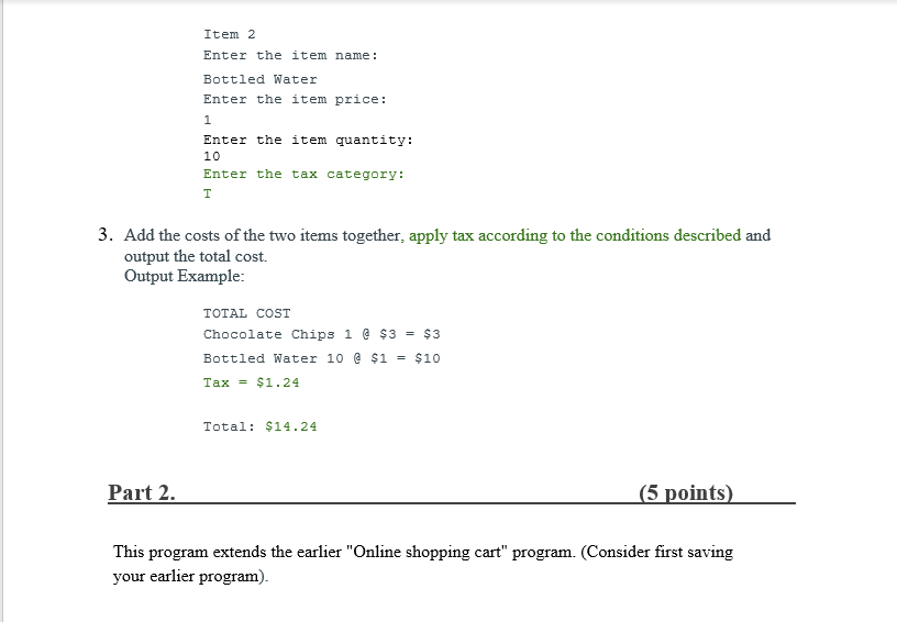 Solved HOMEWORK PROJECT #1 - SHOPPING CART Part I. Create | Chegg.com