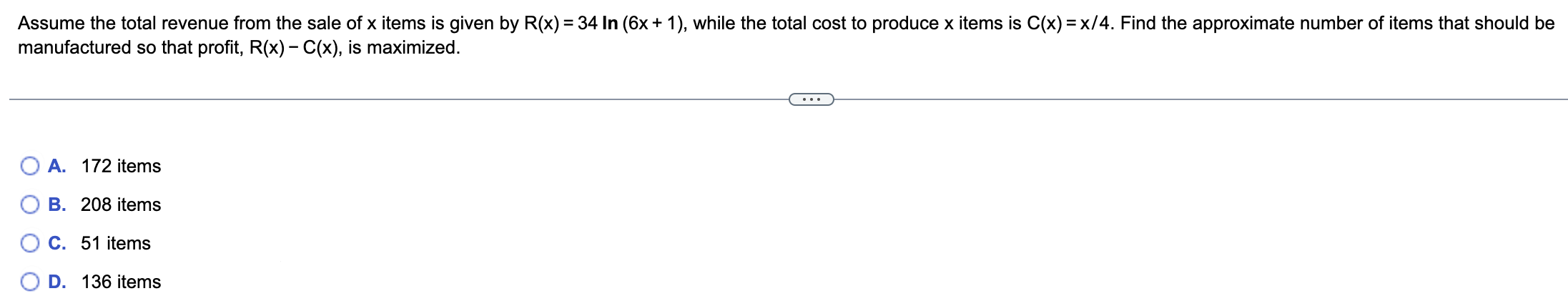 Solved Assume the total revenue from the sale of x items is | Chegg.com