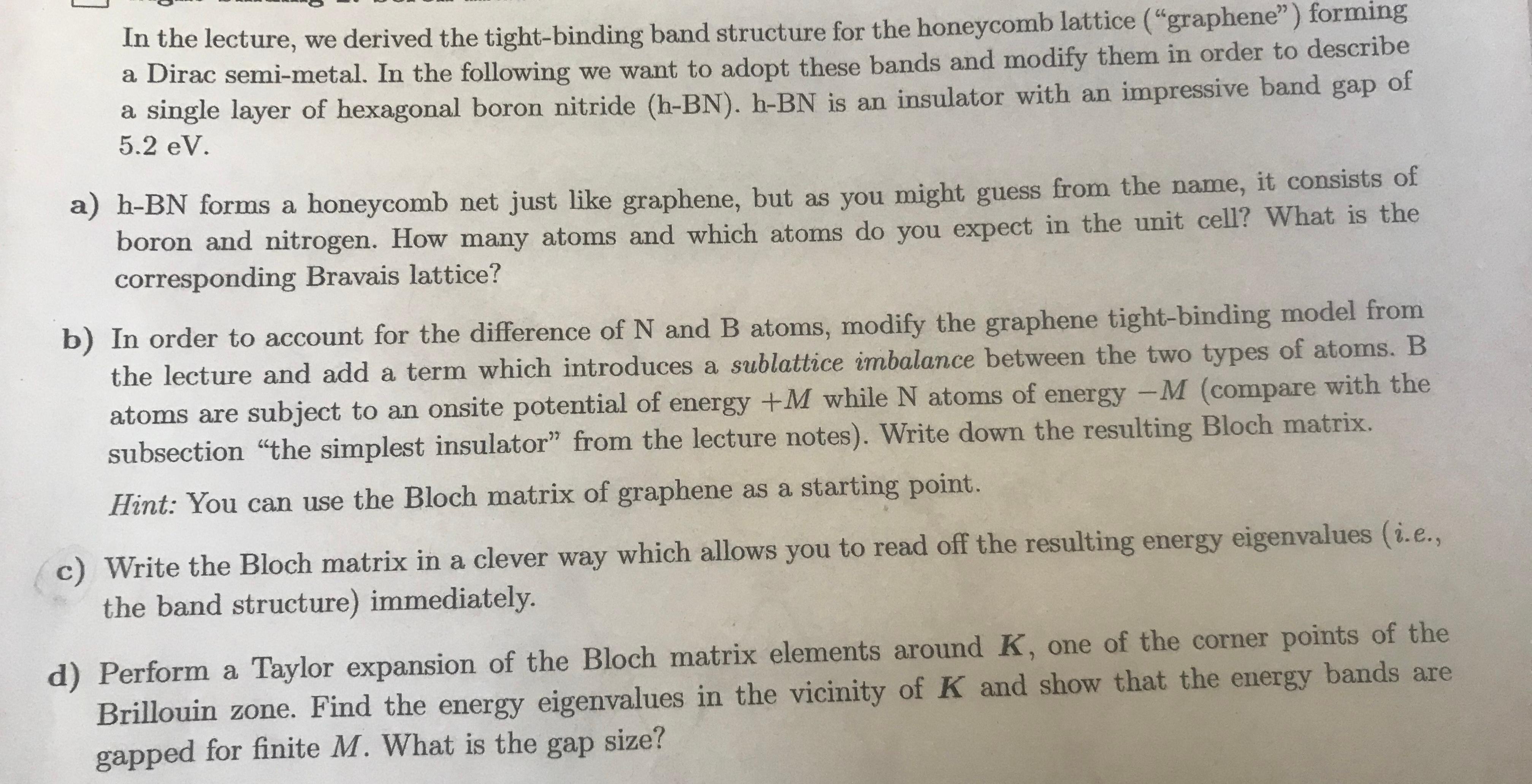 In the lecture, we derived the tight-binding band | Chegg.com