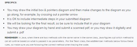 Solved SPECIFICS You may draw the initial box & pointers | Chegg.com