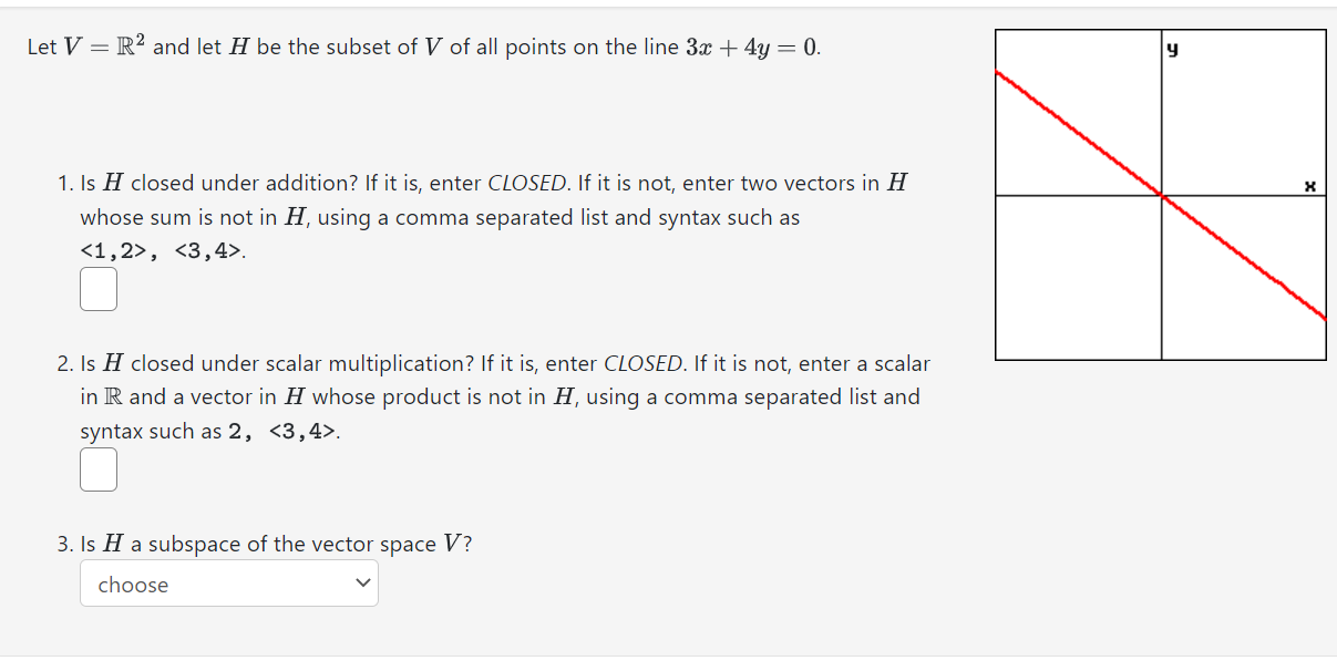 Solved Let V=R2 and let H be the subset of V of all points | Chegg.com