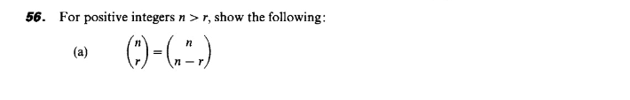 Solved 56. For positive integers n >r, show the following: | Chegg.com