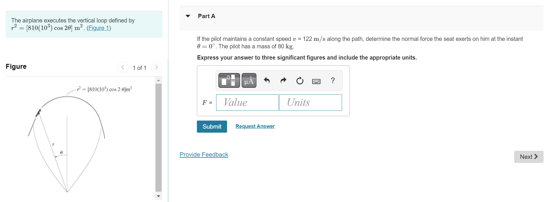 Solved The airplane executes the vertical loop defined by | Chegg.com