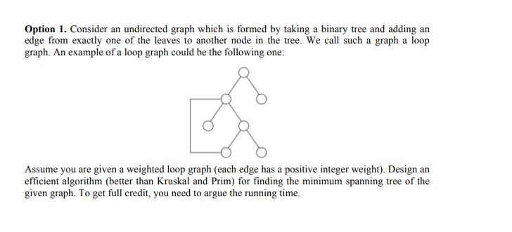 Solved Option 1. Consider an undirected graph which is | Chegg.com