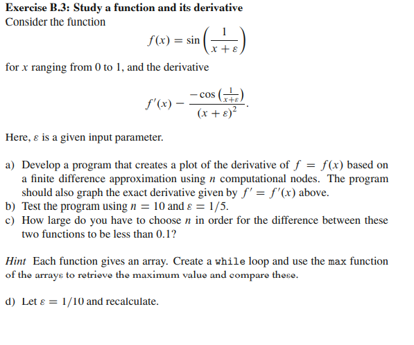 Solved Exercise B.3: Study a function and its derivative | Chegg.com