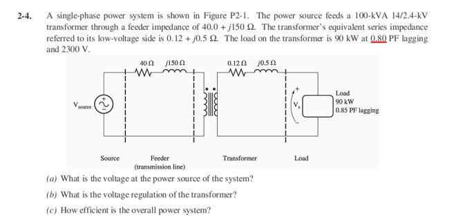 Solved 2-4. A single-phase power system is shown in Figure | Chegg.com