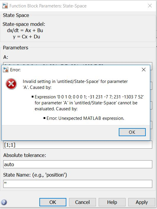 Solved Function Block Parameters: State-Space State Space | Chegg.com