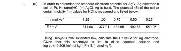 Solved In order to determine the standard electrode | Chegg.com