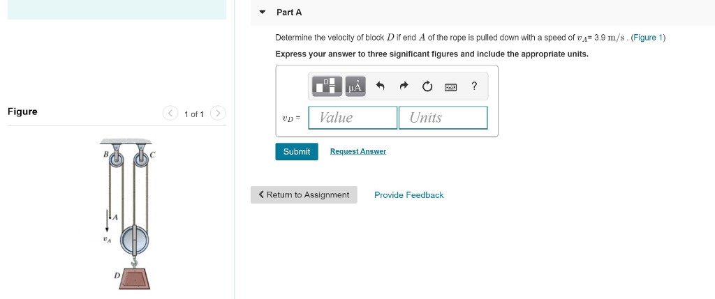 Solved Part A Determine the velocity of block D if end A of | Chegg.com