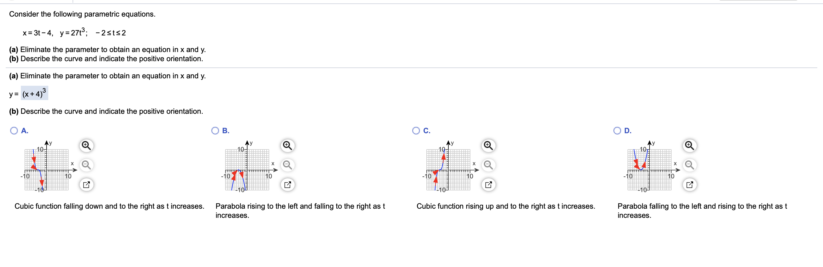 Solved Consider the following parametric equations, x=t+3, | Chegg.com