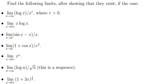 Solved Can you find all limits and show they are exists ? | Chegg.com