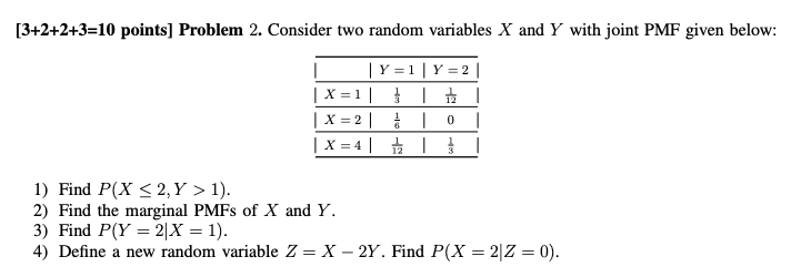 Solved [3+2+2+3=10 points] Problem 2. Consider two random | Chegg.com