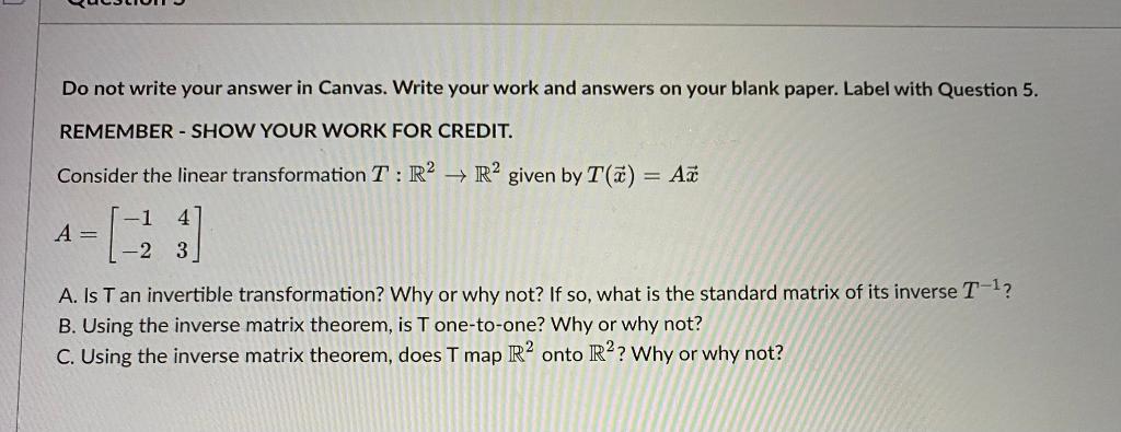 Solved Do not write your answer in Canvas. Write your work | Chegg.com