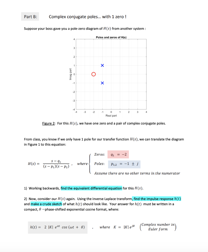 Solved Part B: Complex conjugate poles... with 1 zero! | Chegg.com