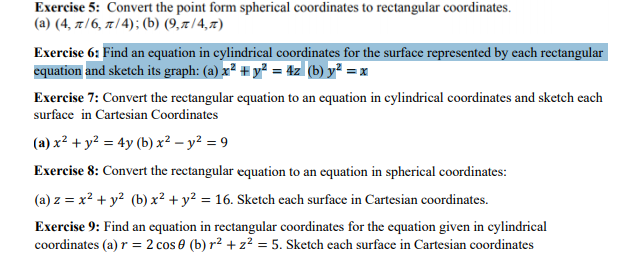 Solved Exercise 5: Convert the point form spherical | Chegg.com