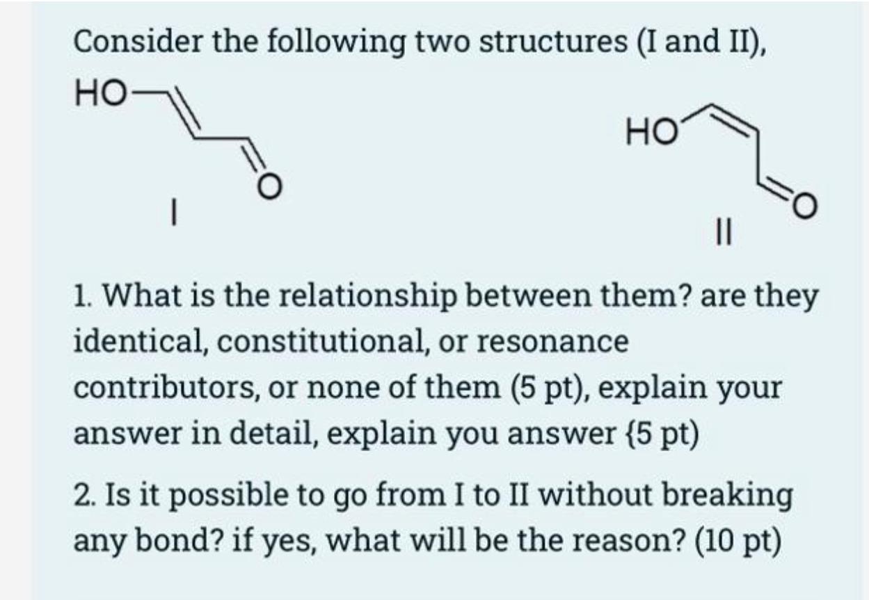 Solved Consider the following two structures (I and II), 1. | Chegg.com