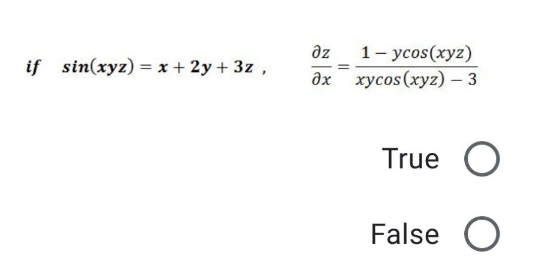 Solved if sin(xyz) = x + 2y + 3z , дz 1-ycos(xyz) əx | Chegg.com