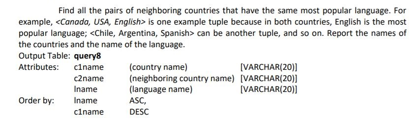 Solved In this section, you must edit the file a2.sql and | Chegg.com