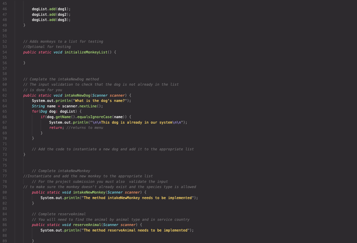 Need help finishing this code please!! These are | Chegg.com