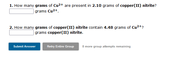 Solved 1. How many grams of Cu2+ are present in 2.10 grams | Chegg.com