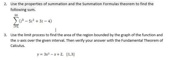 Solved 2. Use the properties of summation and the Summation | Chegg.com