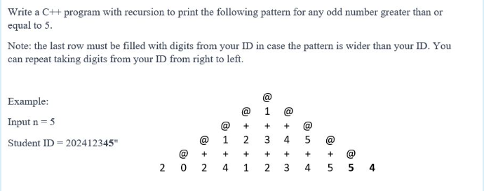 Solved Write a C++ ﻿program with recursion to print the | Chegg.com