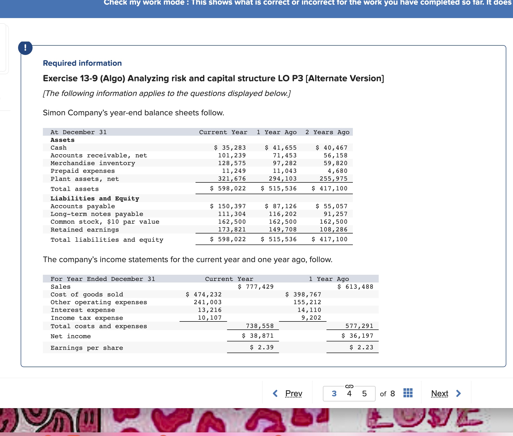 Solved Required information Exercise 13-9 (Algo) Analyzing | Chegg.com